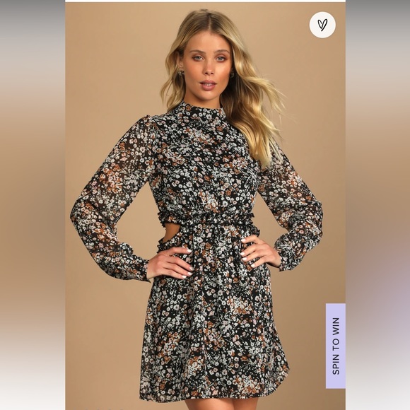 Lulus | Dresses | Lulus Autumn Bliss Black Floral Cutout Dress | Poshmark